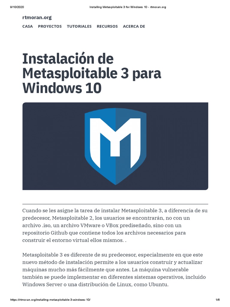 Installing Metasploitable 3 For Windows 10 | PDF | Windows 10 | V Mware