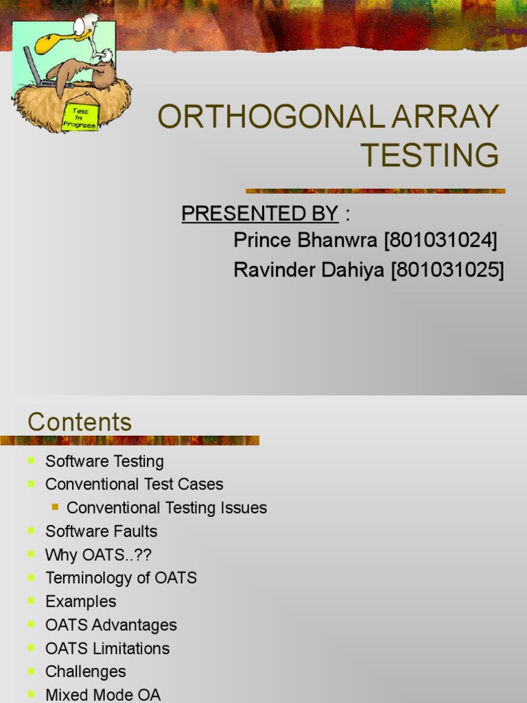Orthogonal Array Testing | PDF | Software Testing | Array Data Structure Orthogonal Array Testing | PDF | Software Testing | Array Data Structure