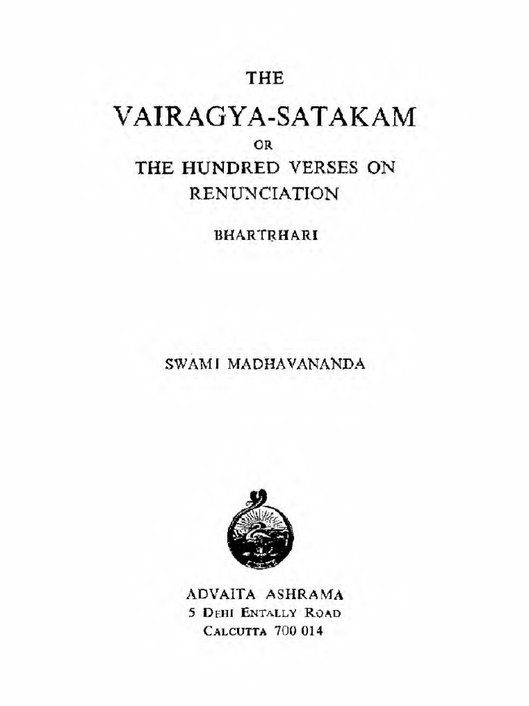 Vairagya Satakam of Bhartrihari or The Hundred Verses On Renunciation | PDF | Social Science ...
