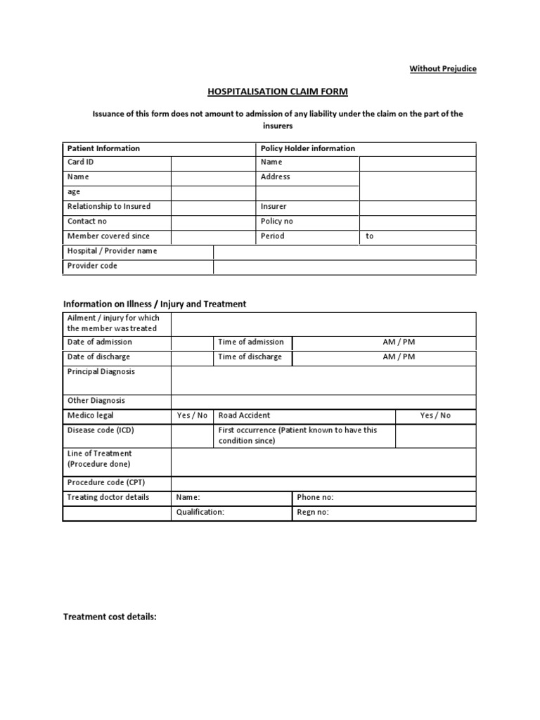 Claim Form | PDF | Patient | Hospital