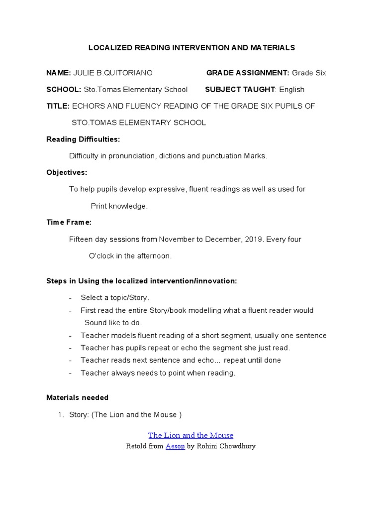 Echo Reading Strategy | PDF