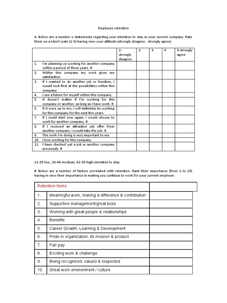 Employee Retention Scale | PDF