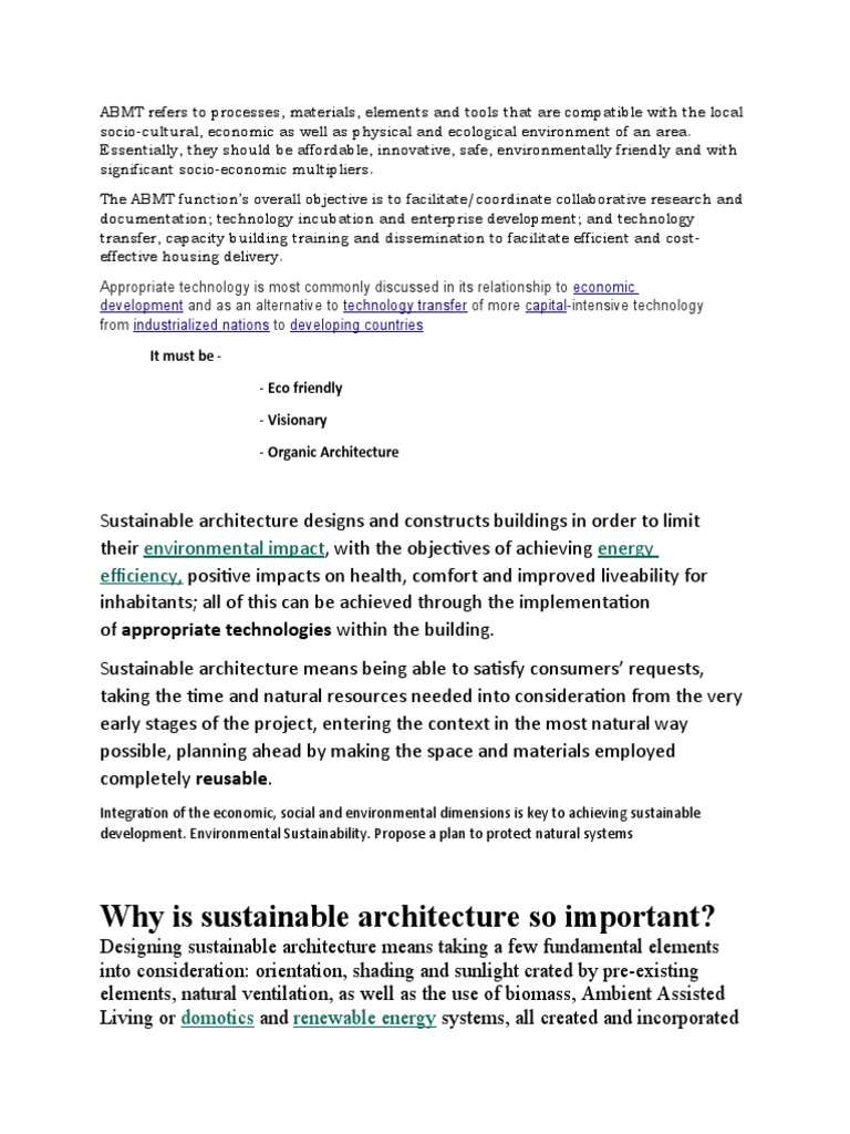 ABMT Refers To Processes | PDF | Sustainable Architecture | Sustainable ...