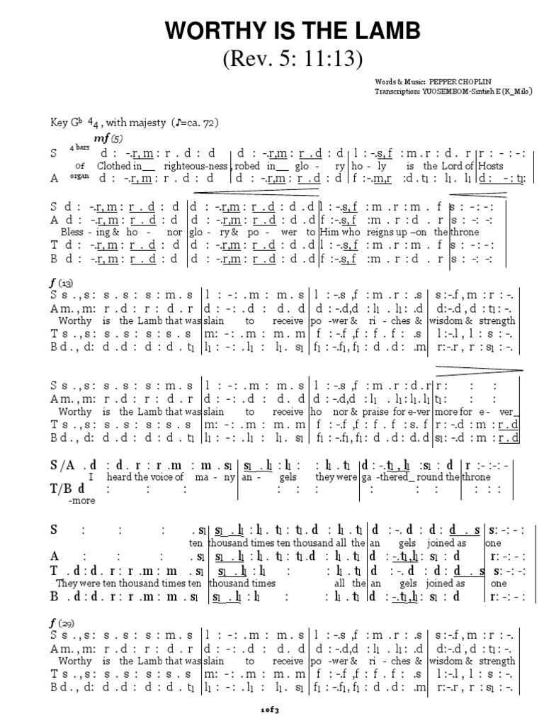 110 - Worthy Is The Lamb - Pepper Choplin | PDF | Entertainment (General)