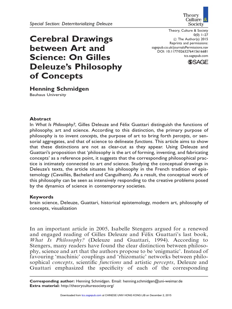 Cerebral Drawings Between Art and Science: On Gilles Deleuze's ...