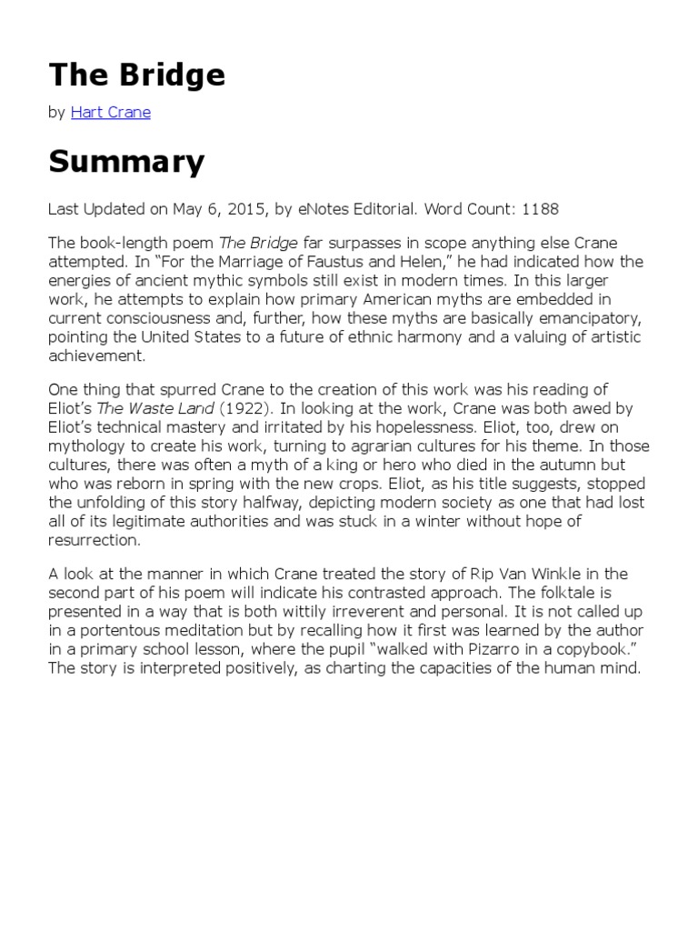 The Bridge Summary | PDF | Poetry