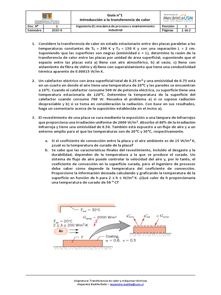 Guía N°1 - Introducción A La Transferencia de Calor PDF | PDF ...