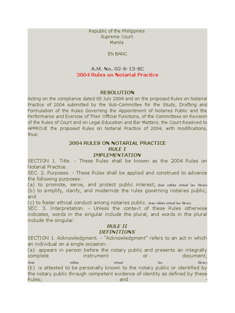 2004 Rules On Notarial Practice: Resolution | PDF | Notary Public ...