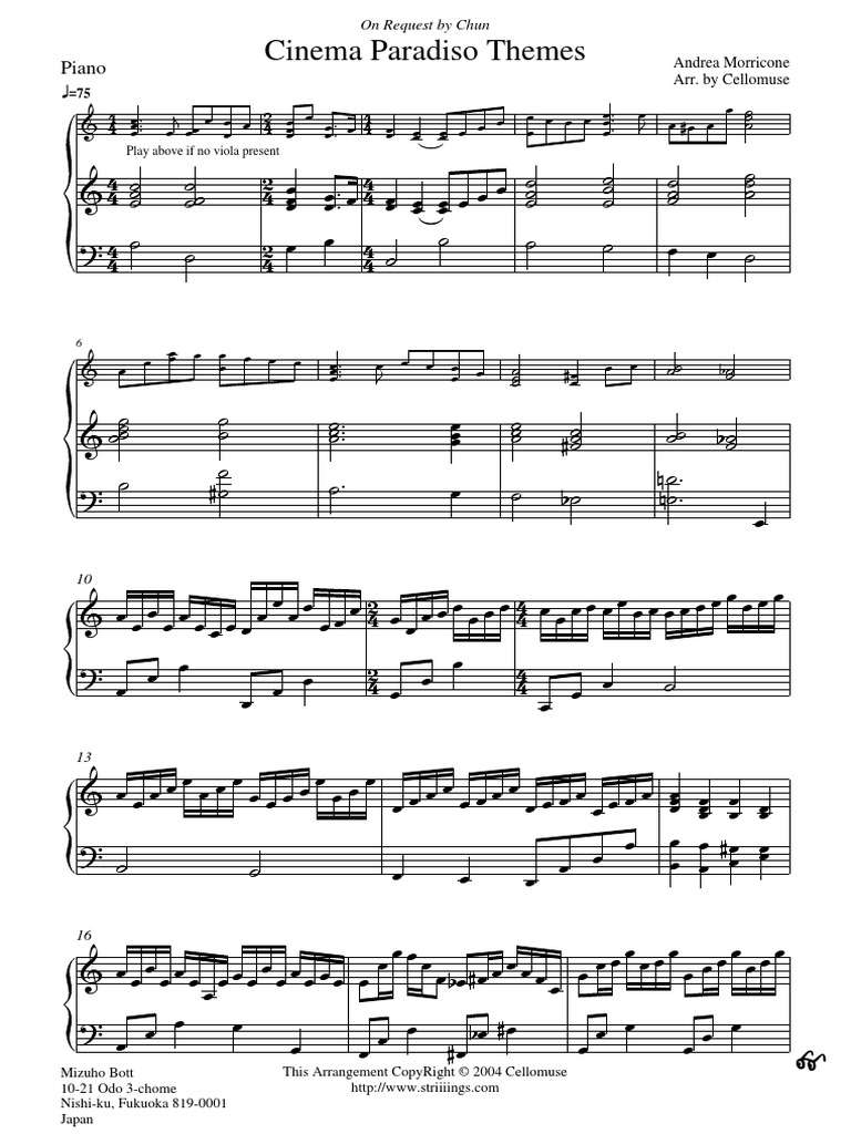 Cinema Paradiso Themes: Piano | PDF