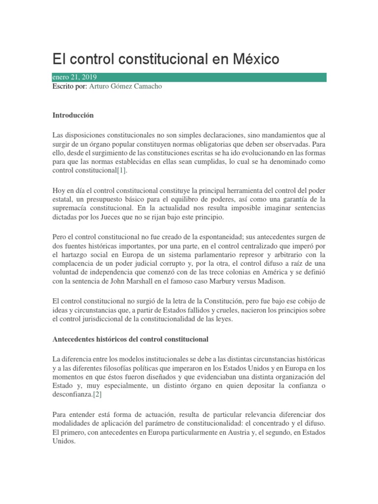 El Control Constitucional en México - UVM PDF | PDF | Constitución | Juez