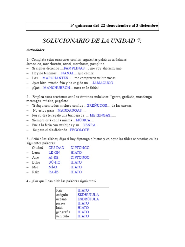 Solucionario Unidad 7 | PDF