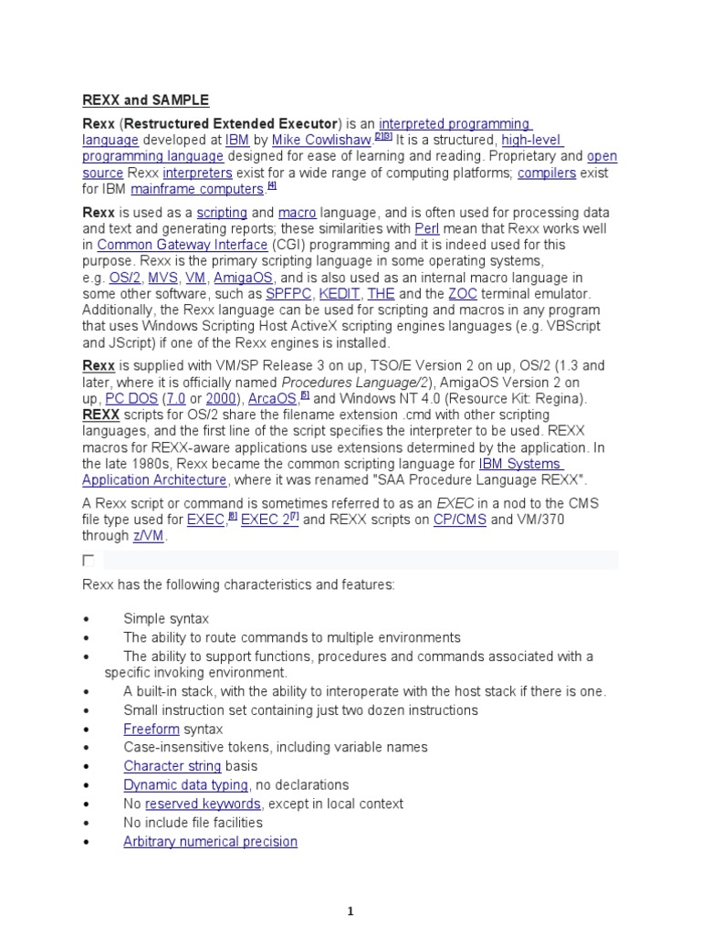 Rexx And Sample Pdf Scripting Language Computer Science
