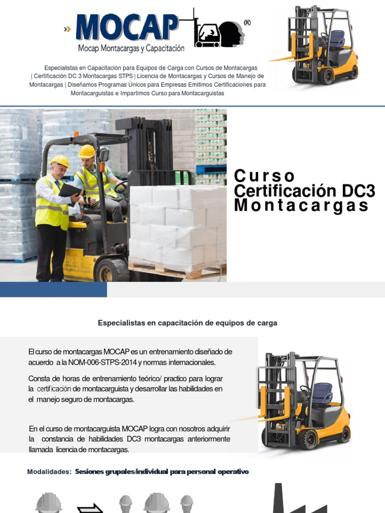 Cursos de Montacargas DC3 Licencia STPS PDF | Descargar gratis PDF | Máquina elevadora | Evaluación