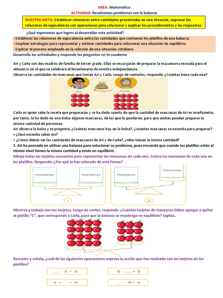 Resuelve Problemas Con La Balanza PDF | PDF | Balanza | Science