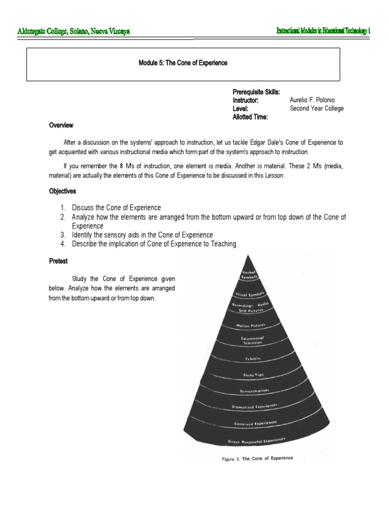 Module 5 The Cone of Experience | PDF | Experience | Abstraction