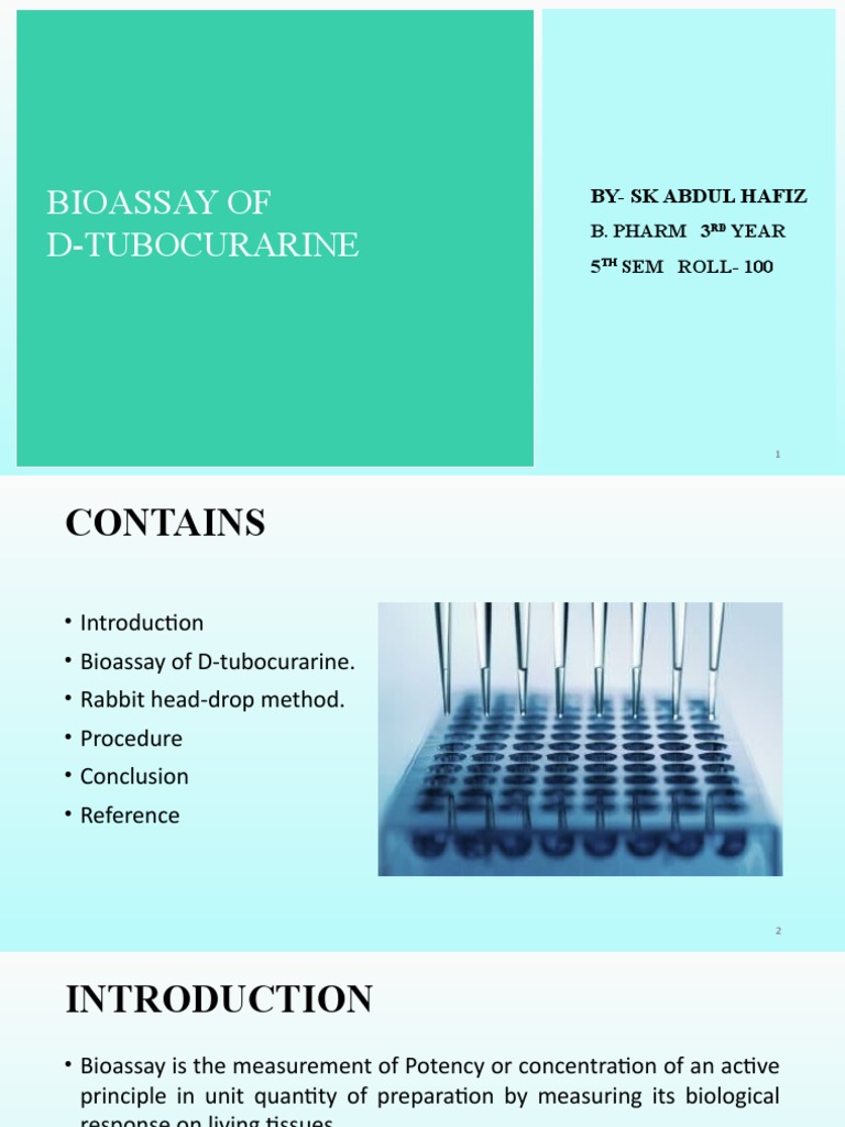 Bioassay of D-Tubocurarine | PDF | Bioassay | In Vitro