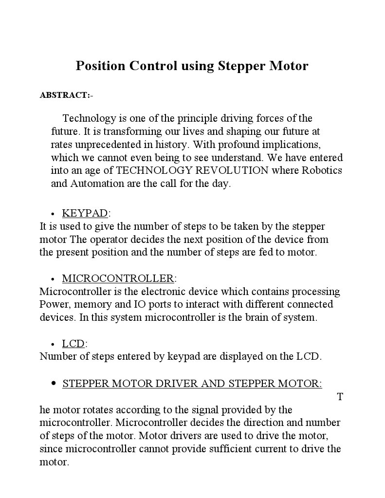 Position Control Using Stepper Motor | PDF | Technology & Engineering