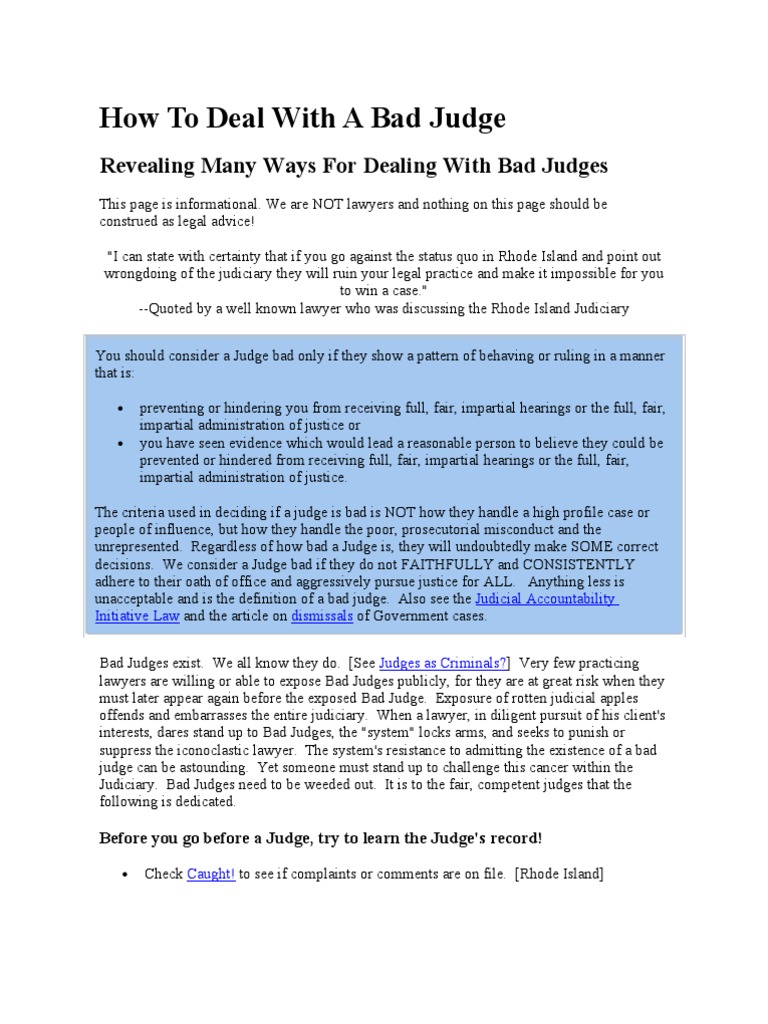 How To Deal With A Bad Judge | PDF | Judicial Disqualification | Lawsuit