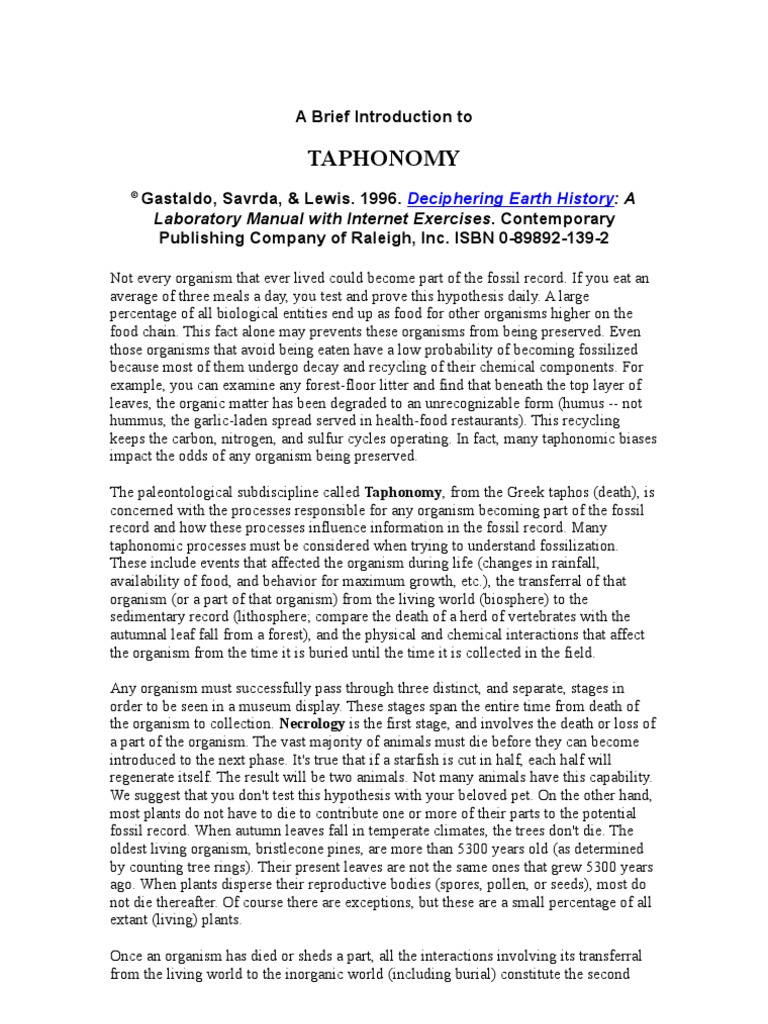 A Brief Introduction To Taphonomy and Fossils | PDF | Isotope | Atoms