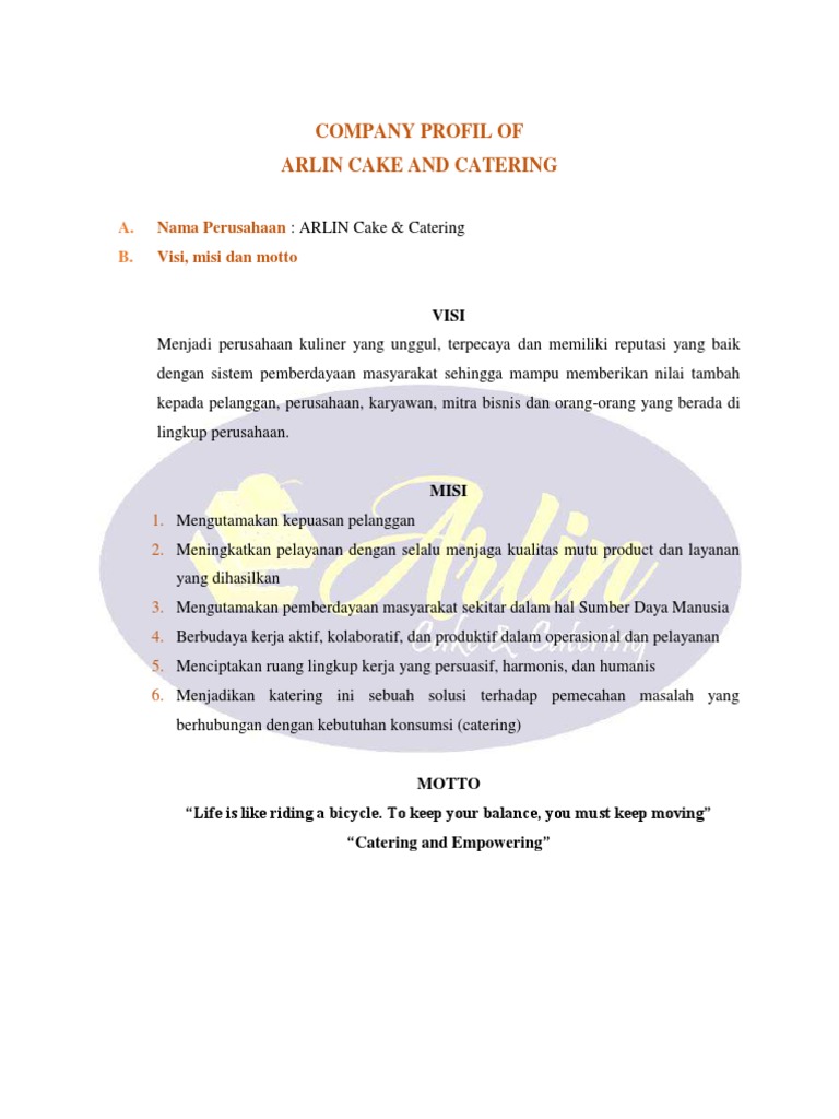 Profil Usaha Arlin Cake & Catering | PDF