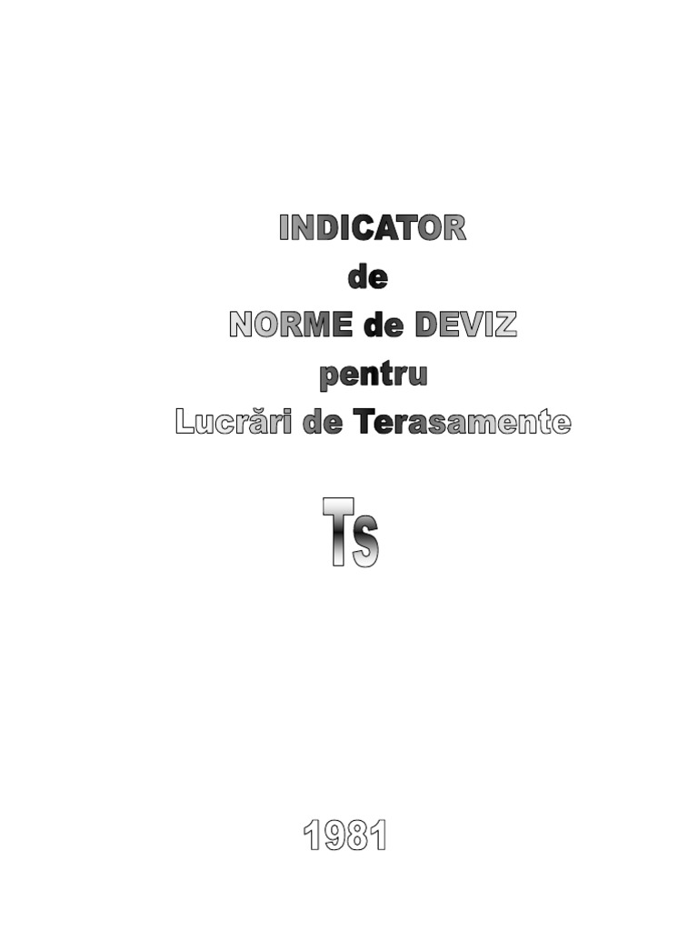 Norme Deviz Ts - Lucrari de Terasamente (Scan) PDF | PDF