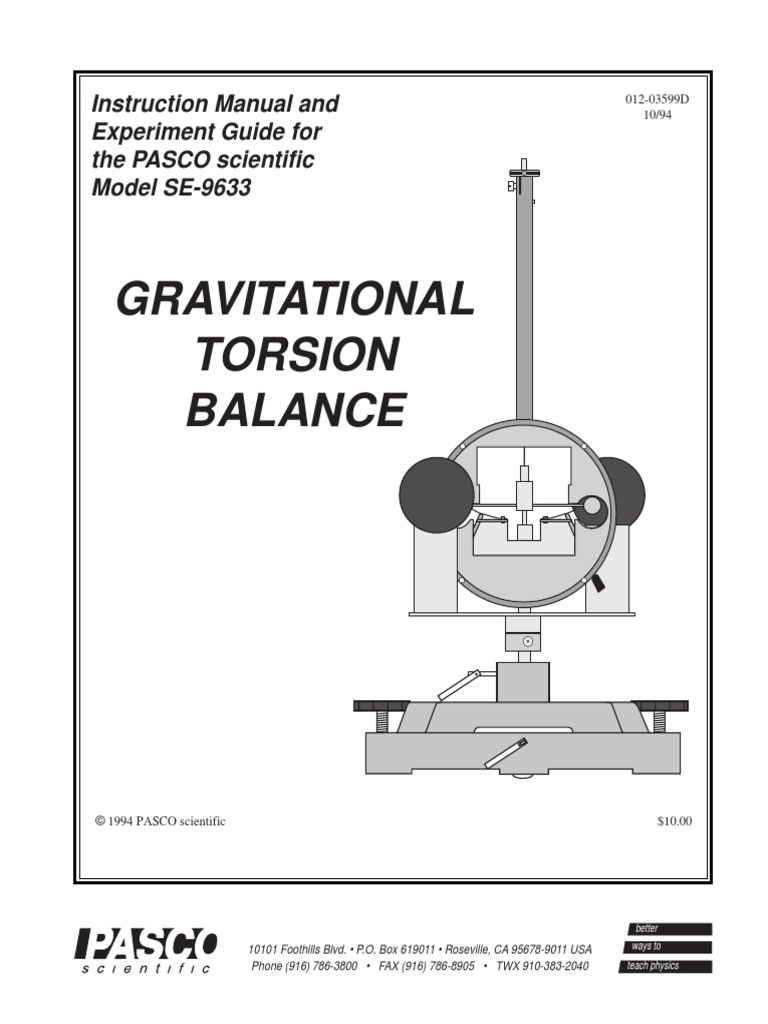 Gravitational Torsion Balance: Instruction Manual and Experiment Guide ...