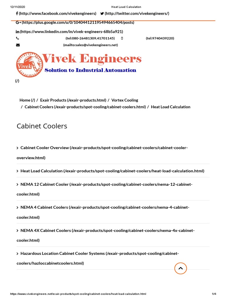 Heat Load Calculation of Cabinet | PDF | Heat | Heat Transfer
