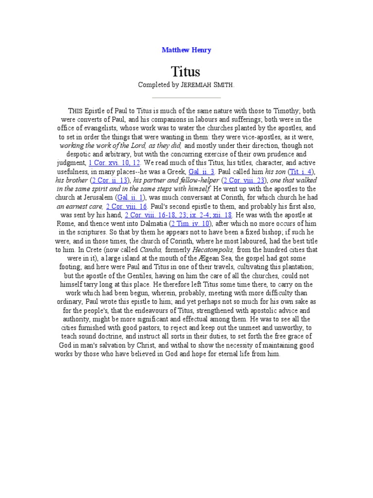 Surat Titus | PDF | Elder (Christianity) | Paul The Apostle