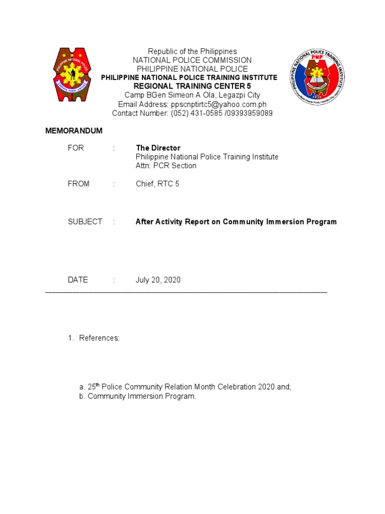 AAR Enhanced Community Immersion Program | PDF