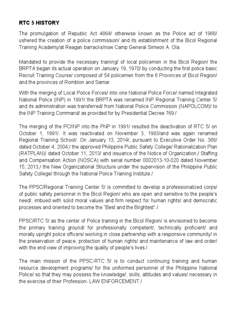 History of RTC5 For SSI | PDF | Police | Legal Action