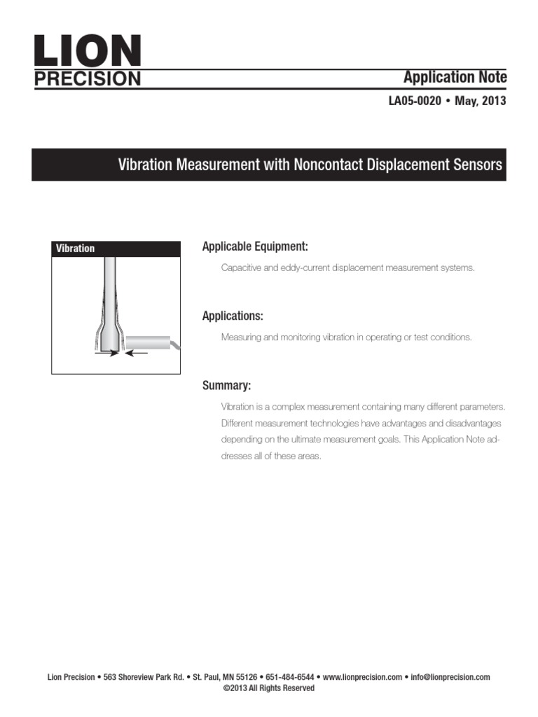 Precision: Vibration Measurement With Noncontact Displacement Sensors | PDF | Accelerometer ...