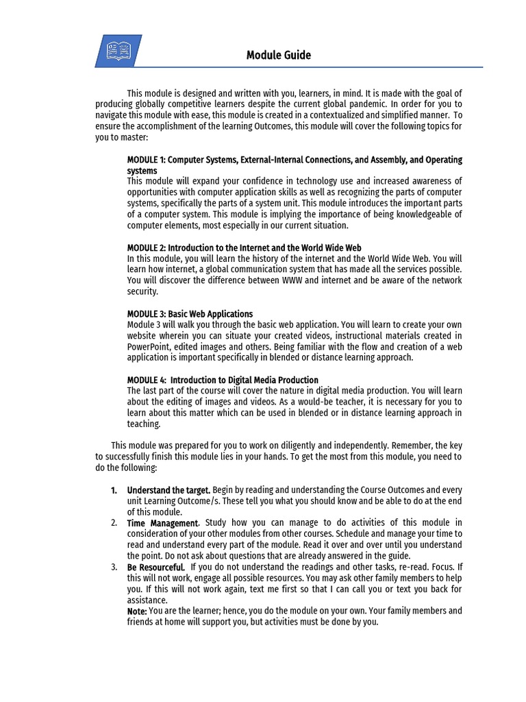 Ict Module Guide | PDF | World Wide Web | Internet & Web