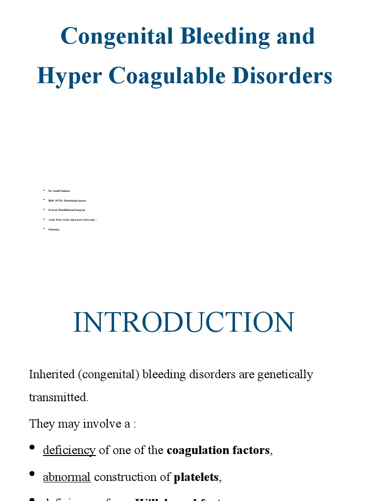 Congenital Bleeding Disorders (Autosaved) | PDF | Coagulation | Haemophilia