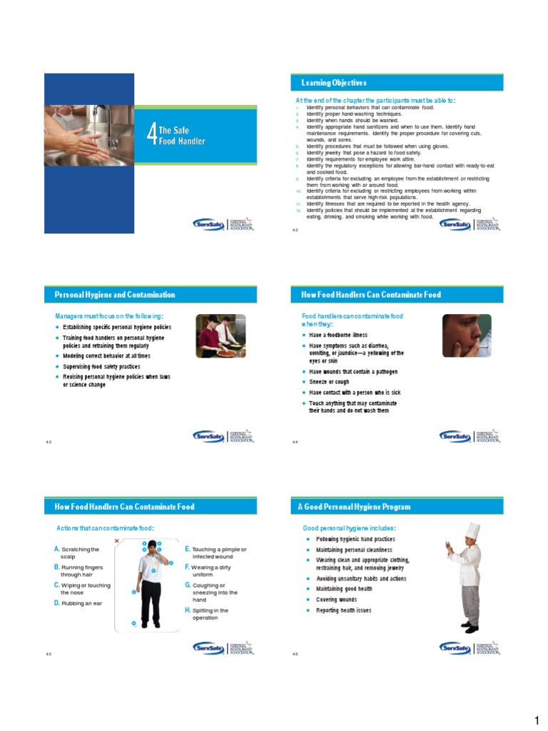 Chapter 4 - Servsafe - 6e Edited PDF | PDF | Hand Washing | Hygiene
