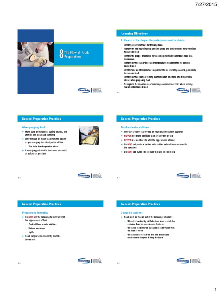 Chapter 8 - Servsafe - 6e Edited | PDF | Foods | Cooking