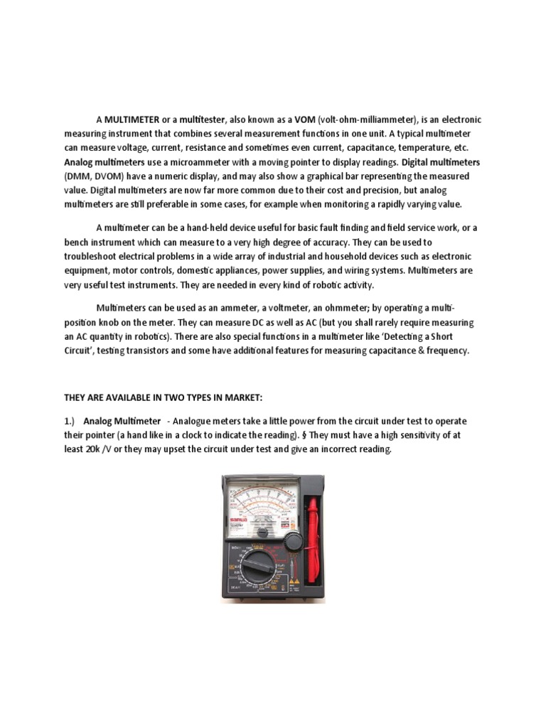 Understanding Multimeters and Their Functions | PDF | Electromagnetism ...