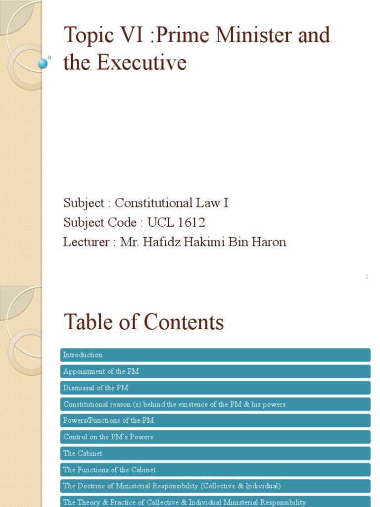 Topic VI PM and Executives | PDF | Cabinet (Government) | Government ...