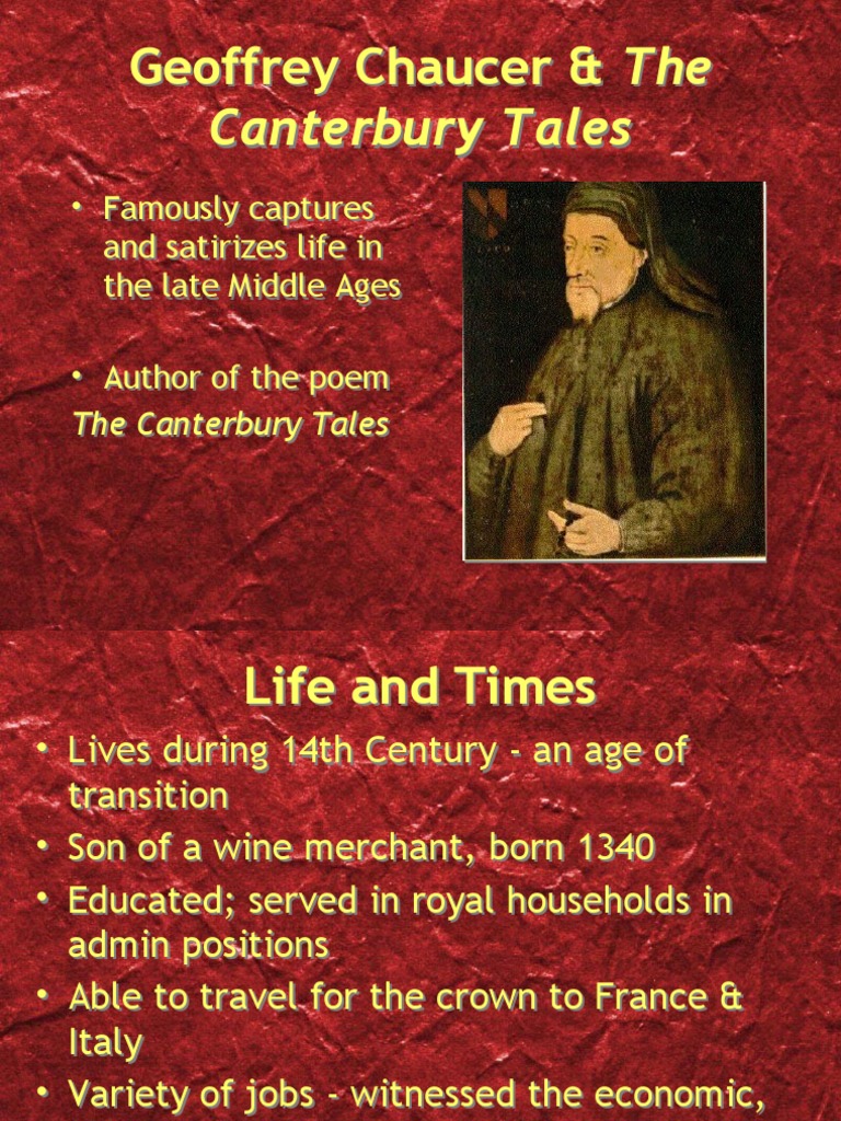 Chaucer and The Canterbury Tales Intro Presentation | PDF | The ...