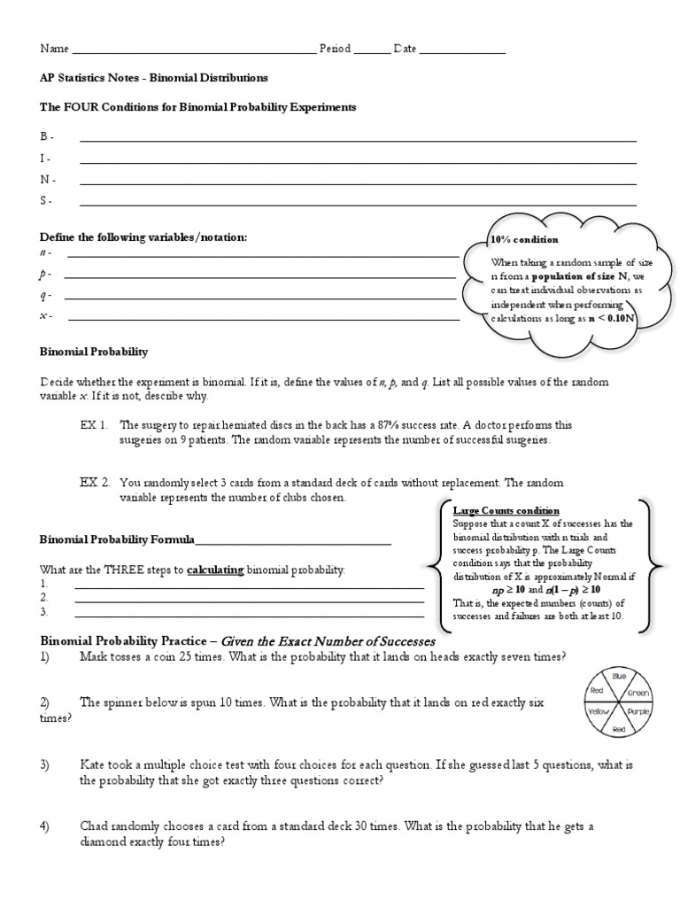 09notes Binomial Distributions Pdf Probability Distribution
