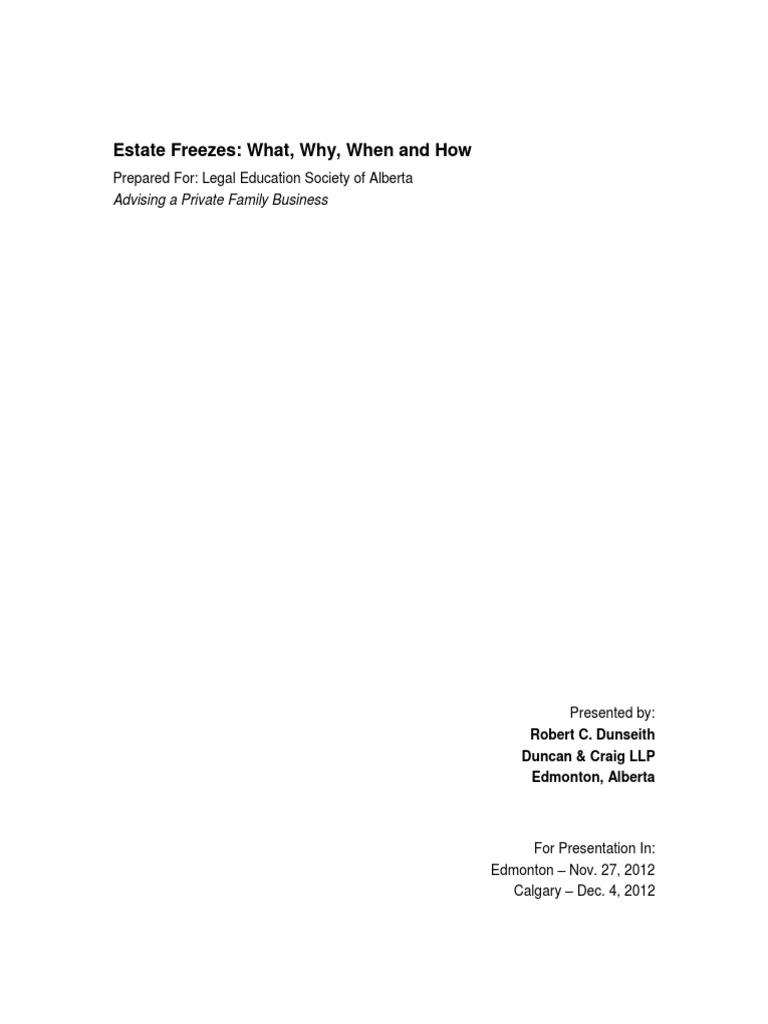 Understanding Estate Freezes: A Guide | PDF | Trust Law | Capital Gains Tax