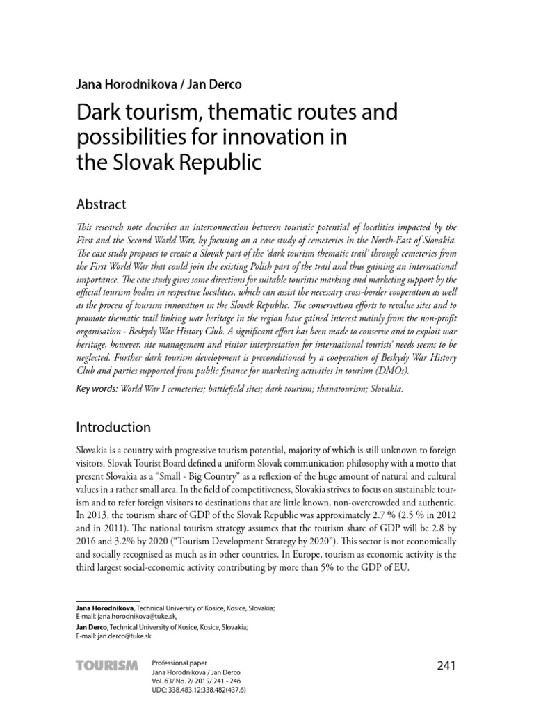 Dark Tourism Innovation in Slovakia | PDF | Slovakia | Tourism