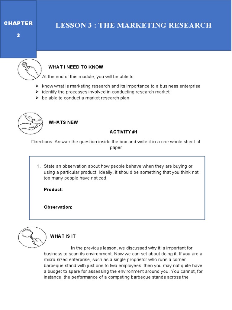 Lesson 3: The Marketing Research: Activity #1 | PDF | Survey ...