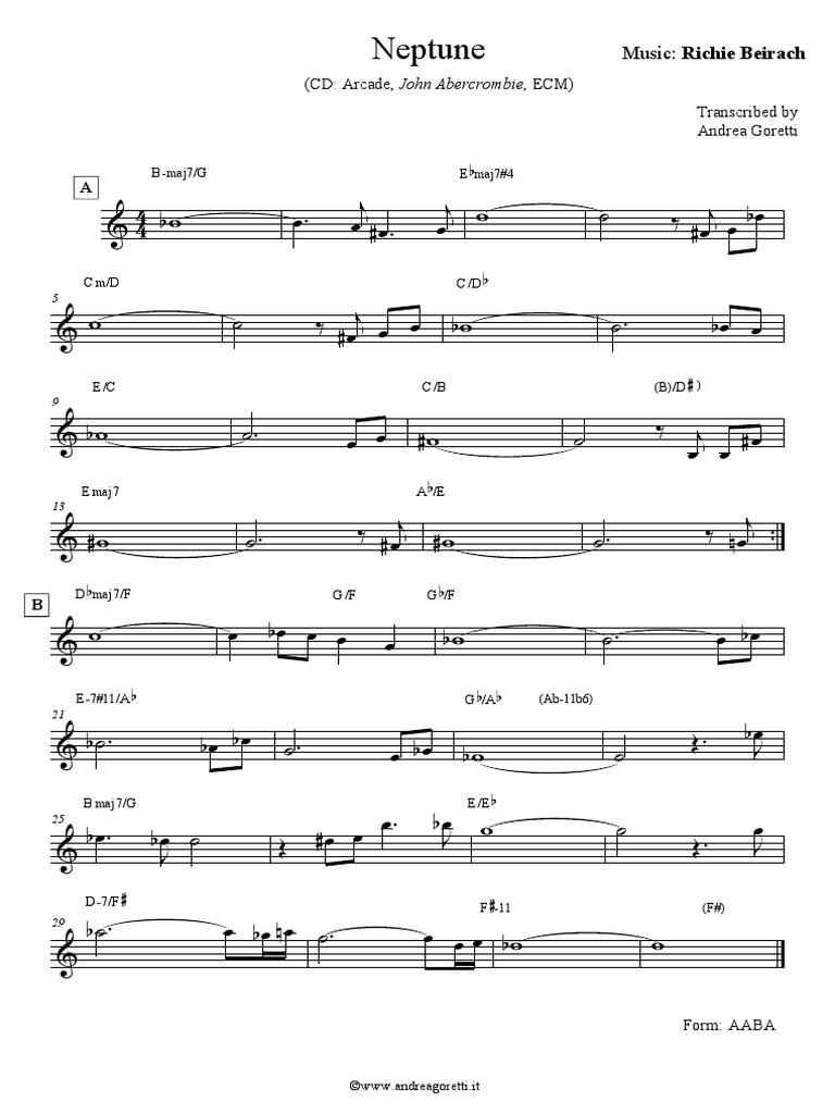 Neptune R.Beirach Lead Sheet C.mus - PDF | PDF | American Jazz ...