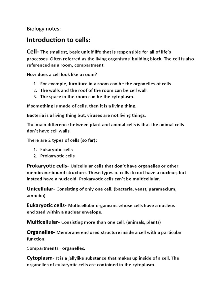 Actual Biology Notes | PDF | Organelle | Cell (Biology)