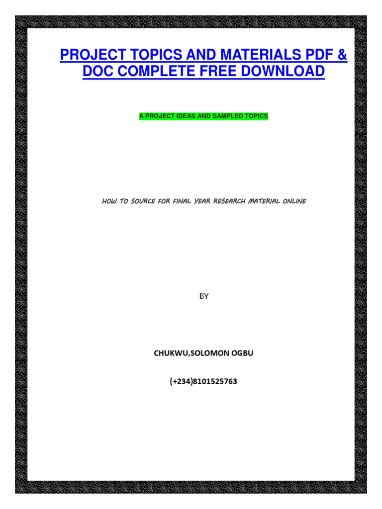 Free Final Year Project Topics and Research Materials PDF | Download Free PDF | Audit | Nigeria