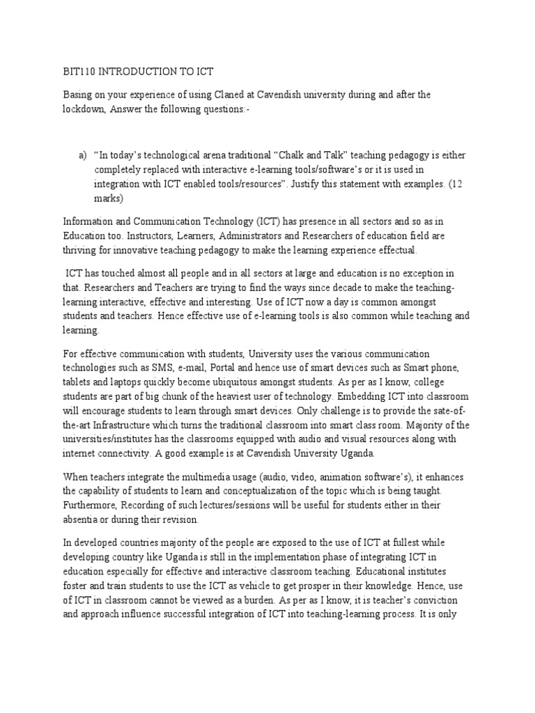 Bit110 Introduction To Ict | PDF | Educational Technology | Information ...