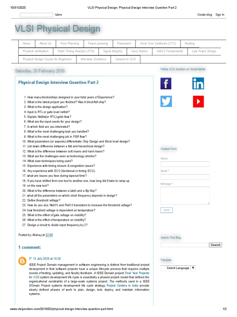 VLSI Physical Design - Physical Design Interview Question Part 2 | PDF | Electricity ...