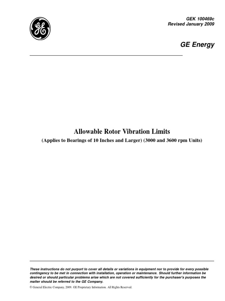 Allowable Rotor Vibration Limits: GE Energy | PDF | Mechanical ...