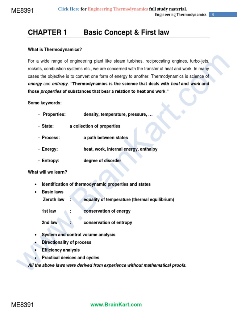 062 - ME8391, ME6301 Engineering Thermodynamics - Notes PDF | PDF ...