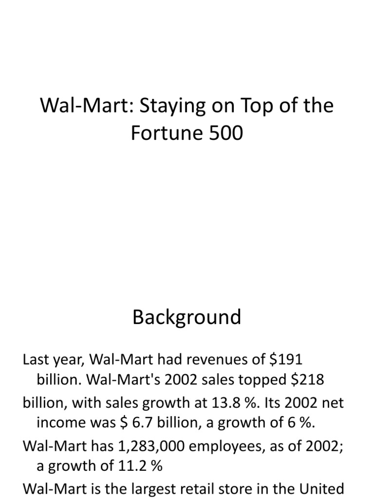 Wal-Mart: Staying On Top of The Fortune 500 | PDF | Walmart | Political ...